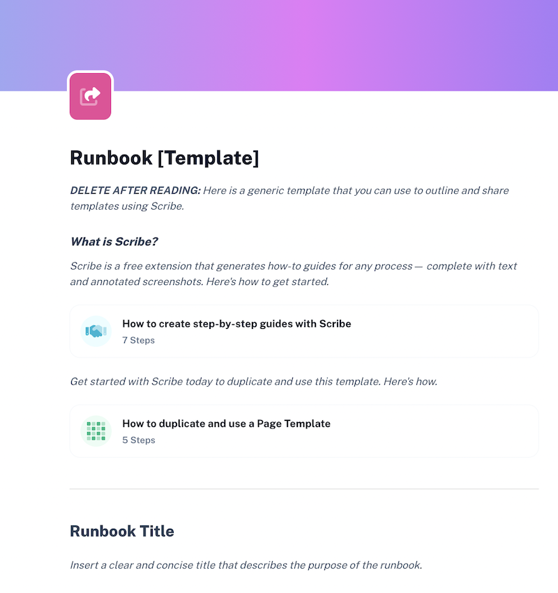 Runbook Template Scribe